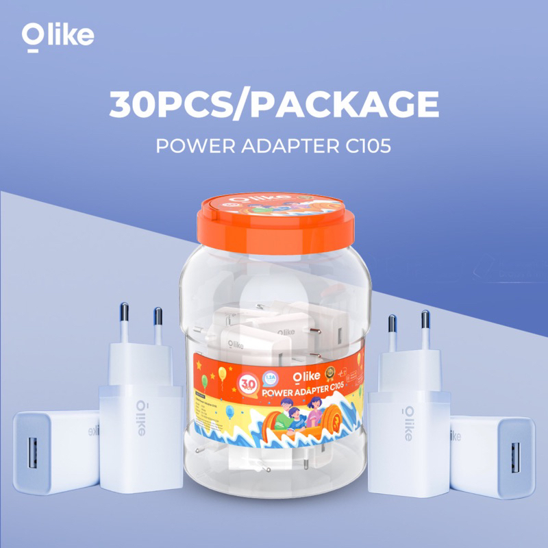 Jual OLIKE C105 ( 30 PCS ) POWER ADAPTOR CHARGER 1.2A HIGH-SPEED CHARGING - GARANSI 1 TAHUN ...