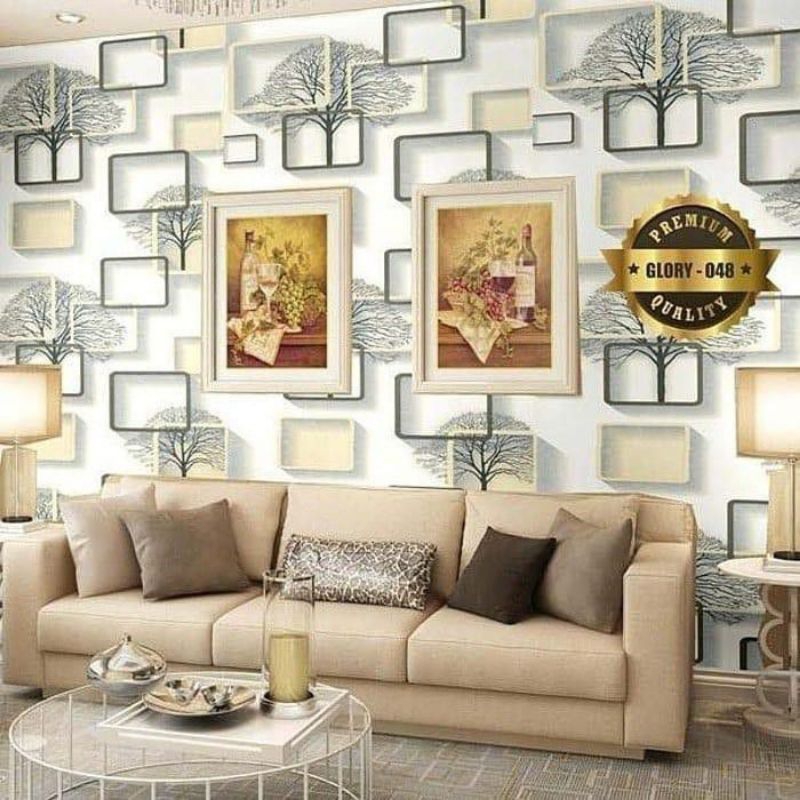 Jual walpeper dinding motif 3D kotak warna kuning 45cm X 10m (COD ...