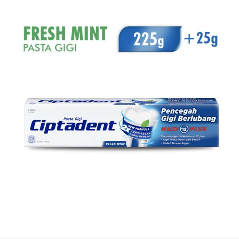 Jual CIPTADENT MAXI 12 PLUS JUMBO 225GR + 25GR | Shopee Indonesia
