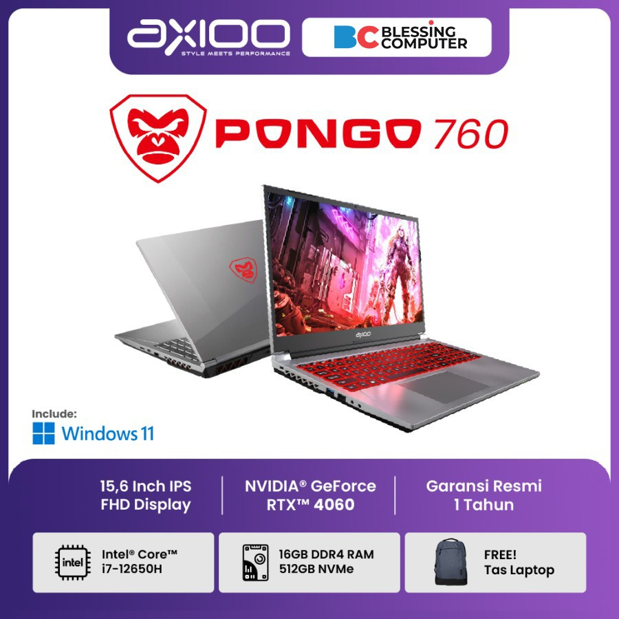 Jual AXIOO PONGO 760 Core i7 12650H 16GB 512GB 4060 Win 11 Titanium ...