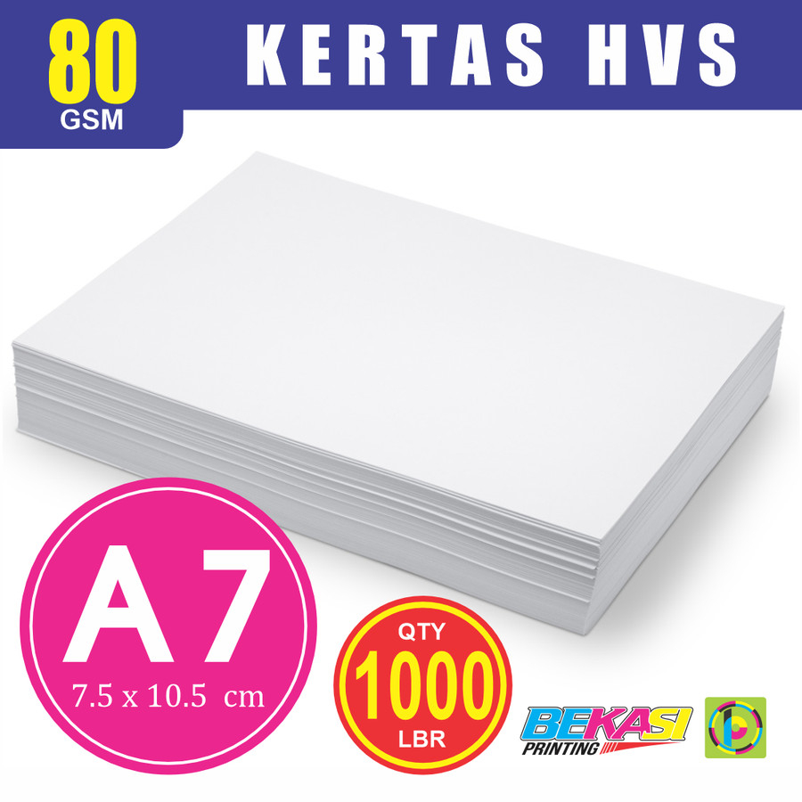 Jual Kertas HVS 80 GSM Ukuran A7 (7.5x10.5 cm) - 2 RIM (isi 1000 lembar ...