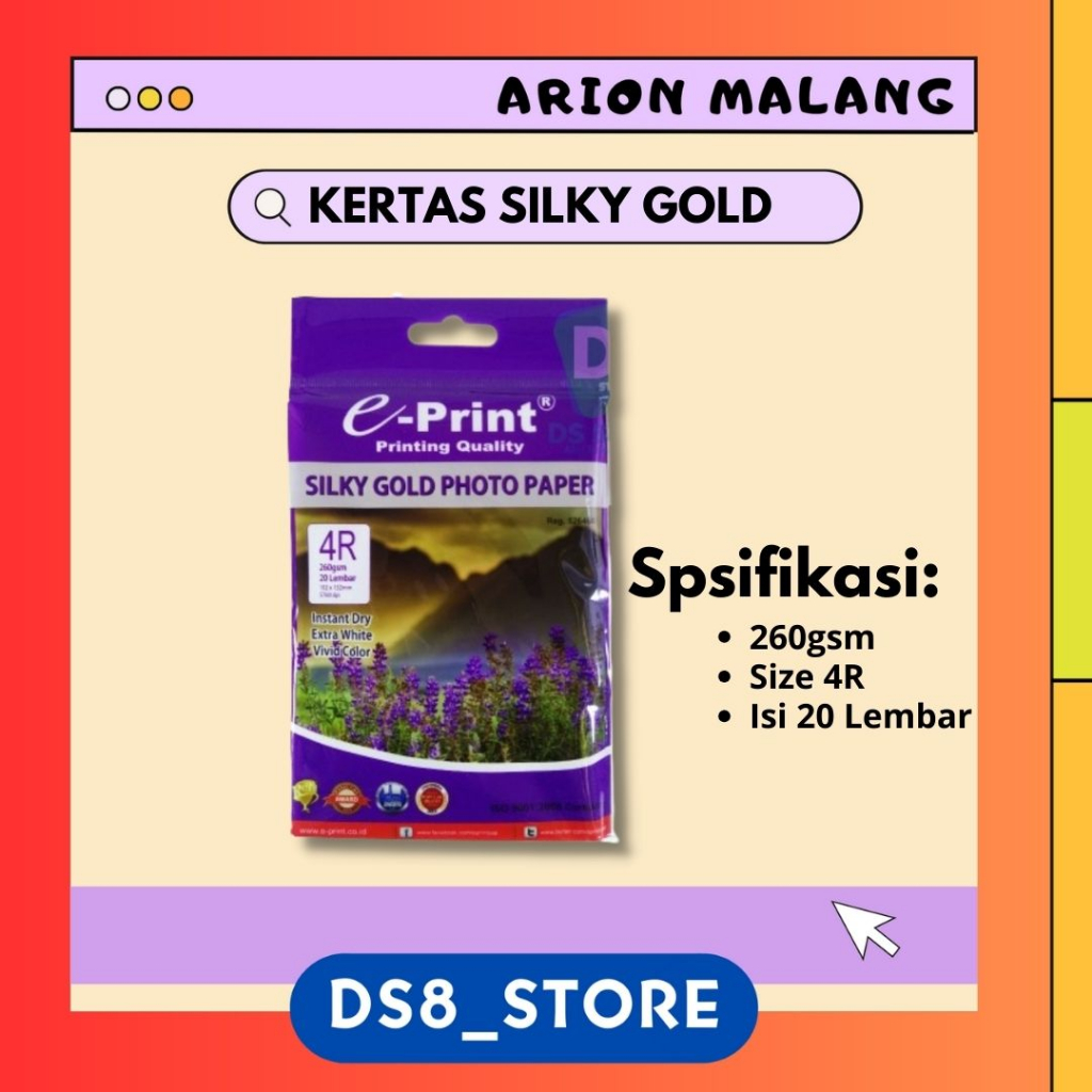 Jual KERTAS FOTO SILKY GOLD 4R / SILKY GOLD PHOTO PAPER 4R 260gsm E ...