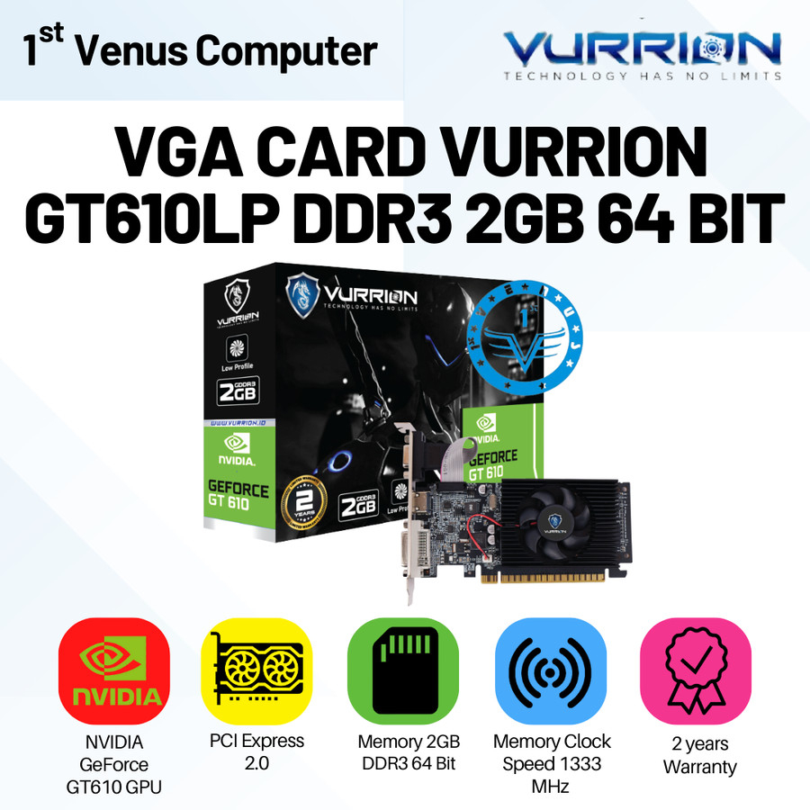 Jual VGA CARD VURRION GT610LP DDR3 2GB 64BIT VGA CARD DDR3 / VGA10-VUR | Shopee Indonesia
