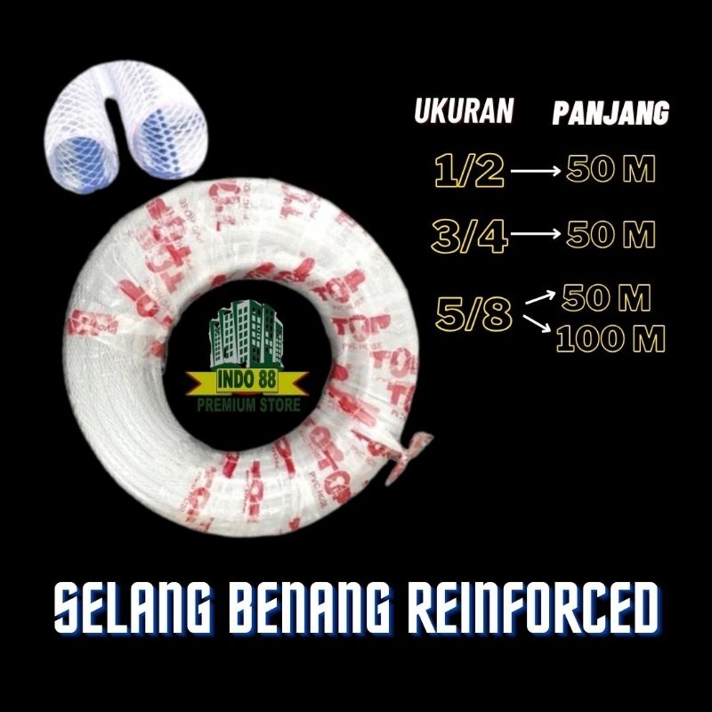 Jual SELANG AIR BENANG REINFORCED 1/2 - 3/4 - 5/8 INCH | Shopee Indonesia