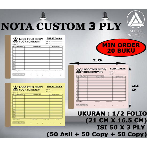 Jual Nota Custom 1/2 Folio [ 3 PLY / RANGKAP ] Bahan NCR Murah Nota ...