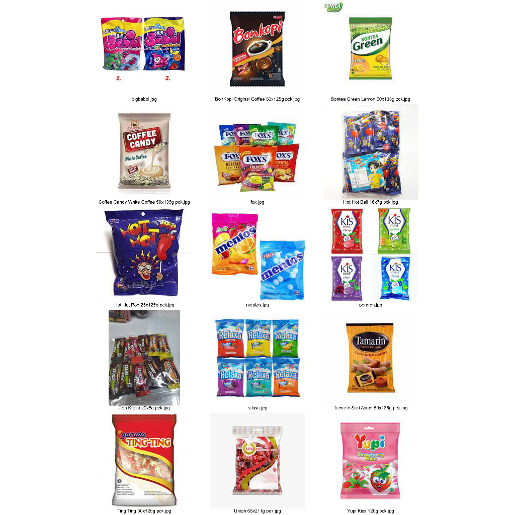 Jual Permen yupi , kiss , relaxa , pendekar biru , hot hot pop , coffe ...