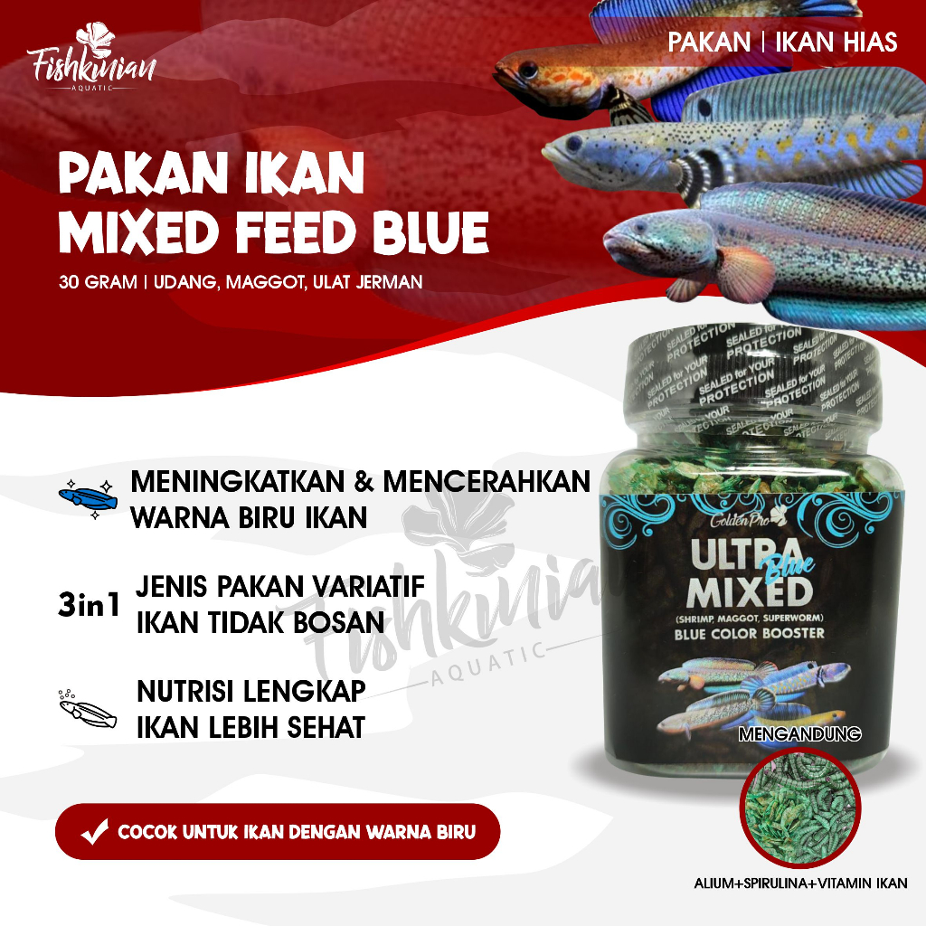 Jual Fishkinian | Ultra Mixed Blue Udang Maggot Uljer - Pakan Ikan Hias ...