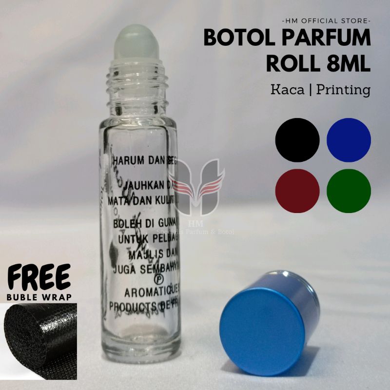 Jual Botol Parfum Malaysia Roll Kaca Printing 8ML Tutup Warna (LUSINAN ...