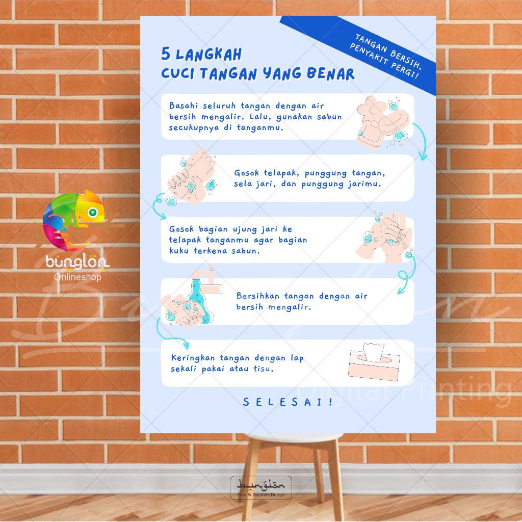 Jual Poster Edukasi 5 Langkah Cuci Tangan yang Benar | Shopee Indonesia