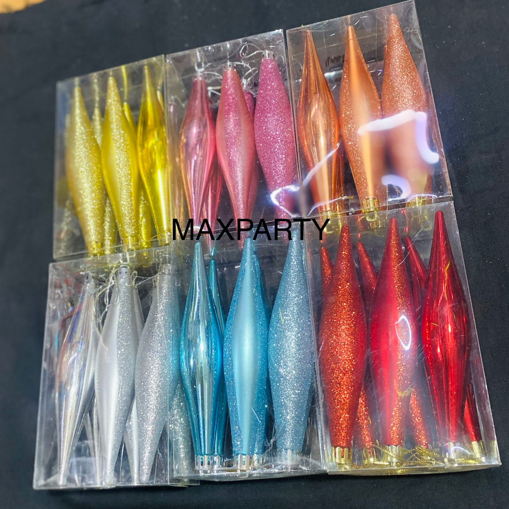 Jual Bola Natal Panjang Lonjong Gliter | Shopee Indonesia