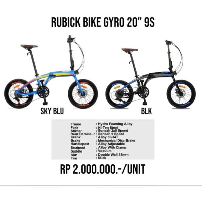 Jual sepeda lipat Rubick bike gyro 20 inch 2x9 speed FC | Shopee Indonesia
