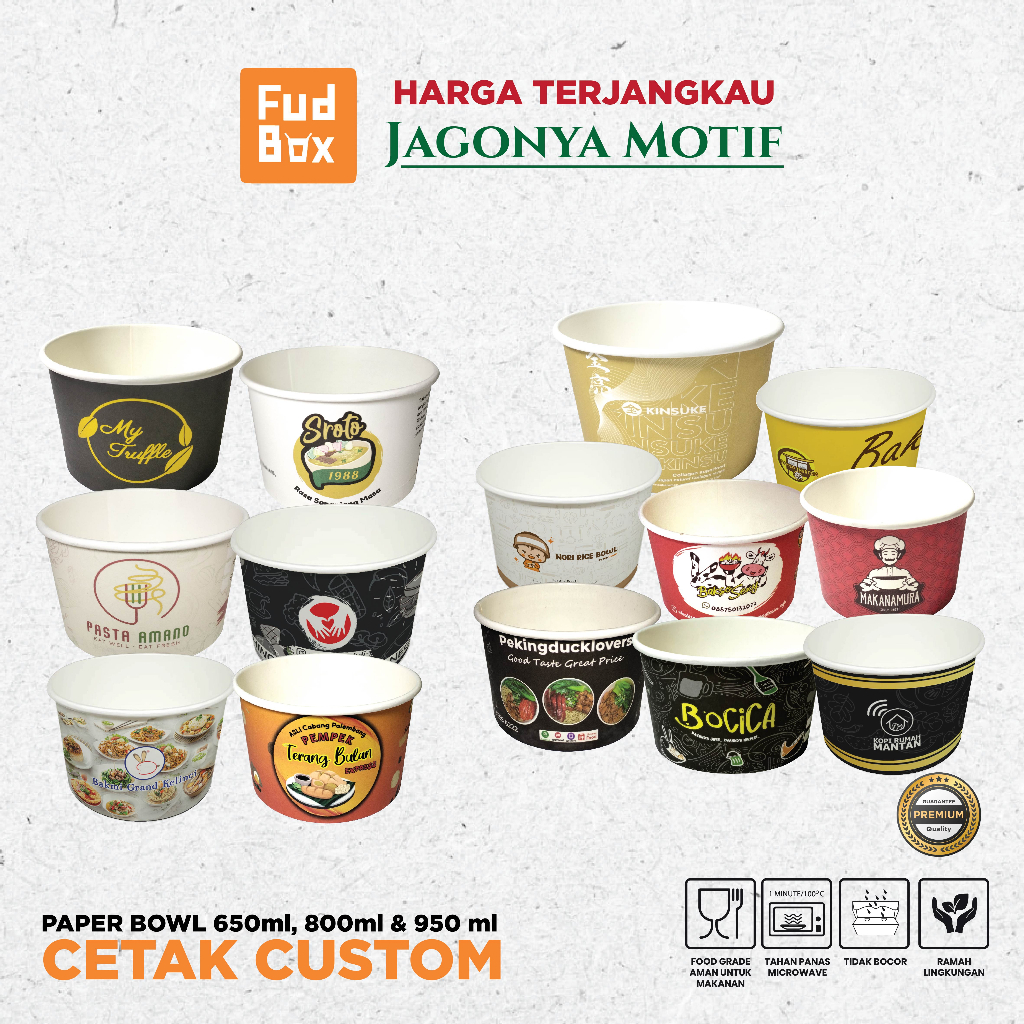 Jual Cetak Custom Paper Bowl 800 ml | Custom Design Mangkok Kertas Full ...