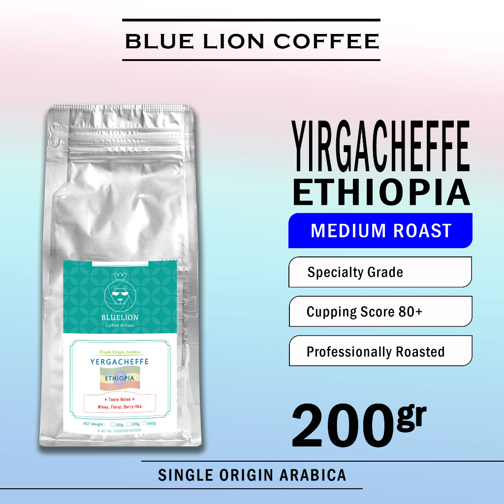 Jual Blue Lion Coffee Yirgacheffe 200 gram Medium Roast Biji Kopi Bubuk ...