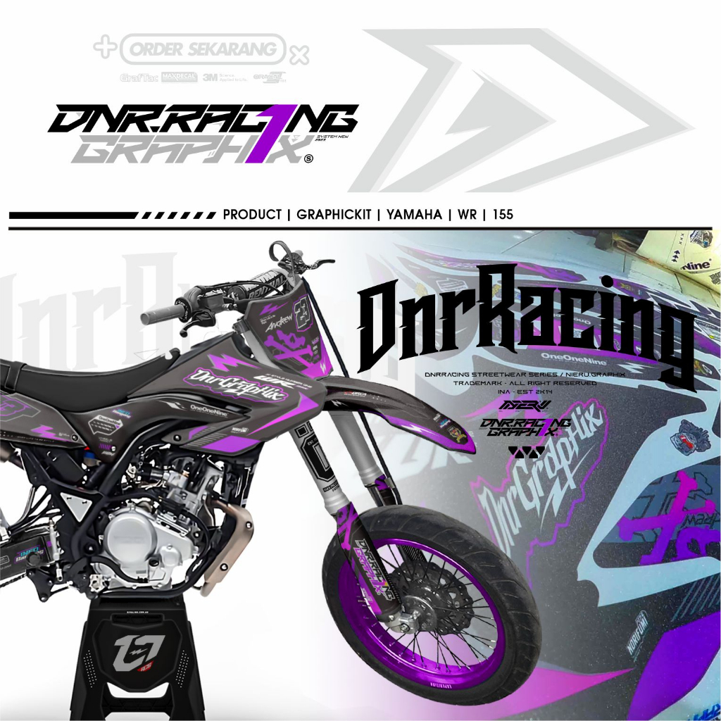 Jual Black Purple Series V.3 Custom Decals KLX, DTX , WR, CRF Supermoto ...