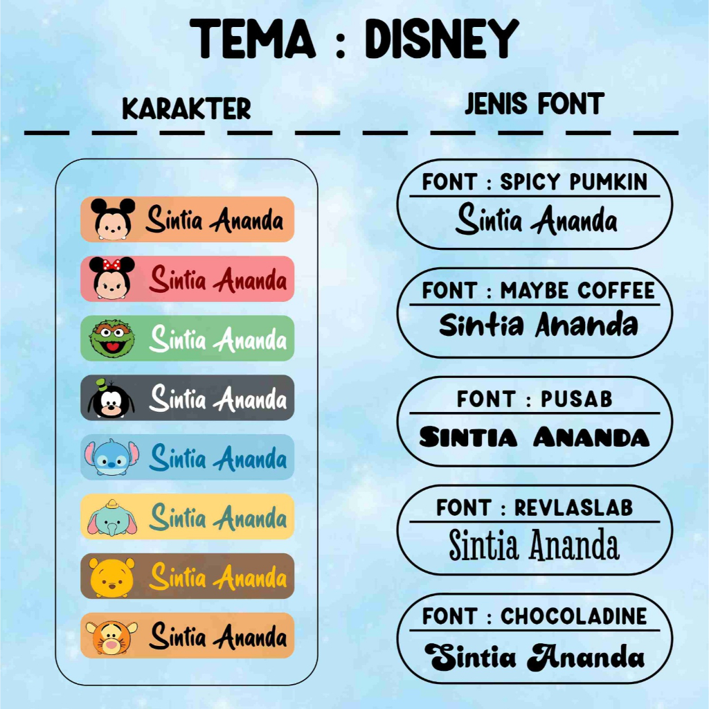 Jual Stiker Label Nama Anak Custom Ukuran Kecil isi 108 pcs Waterproof ...