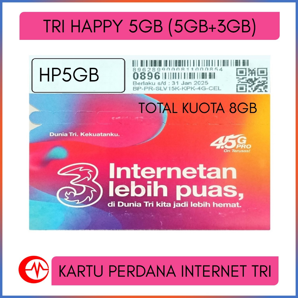 Jual Kartu Perdana Tri Happy 5GB | Shopee Indonesia