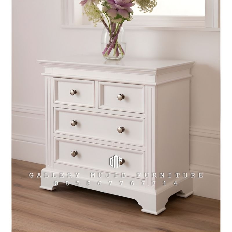 Jual meja laci modern minimalis duco meja laci putih elegan drawer 4 ...