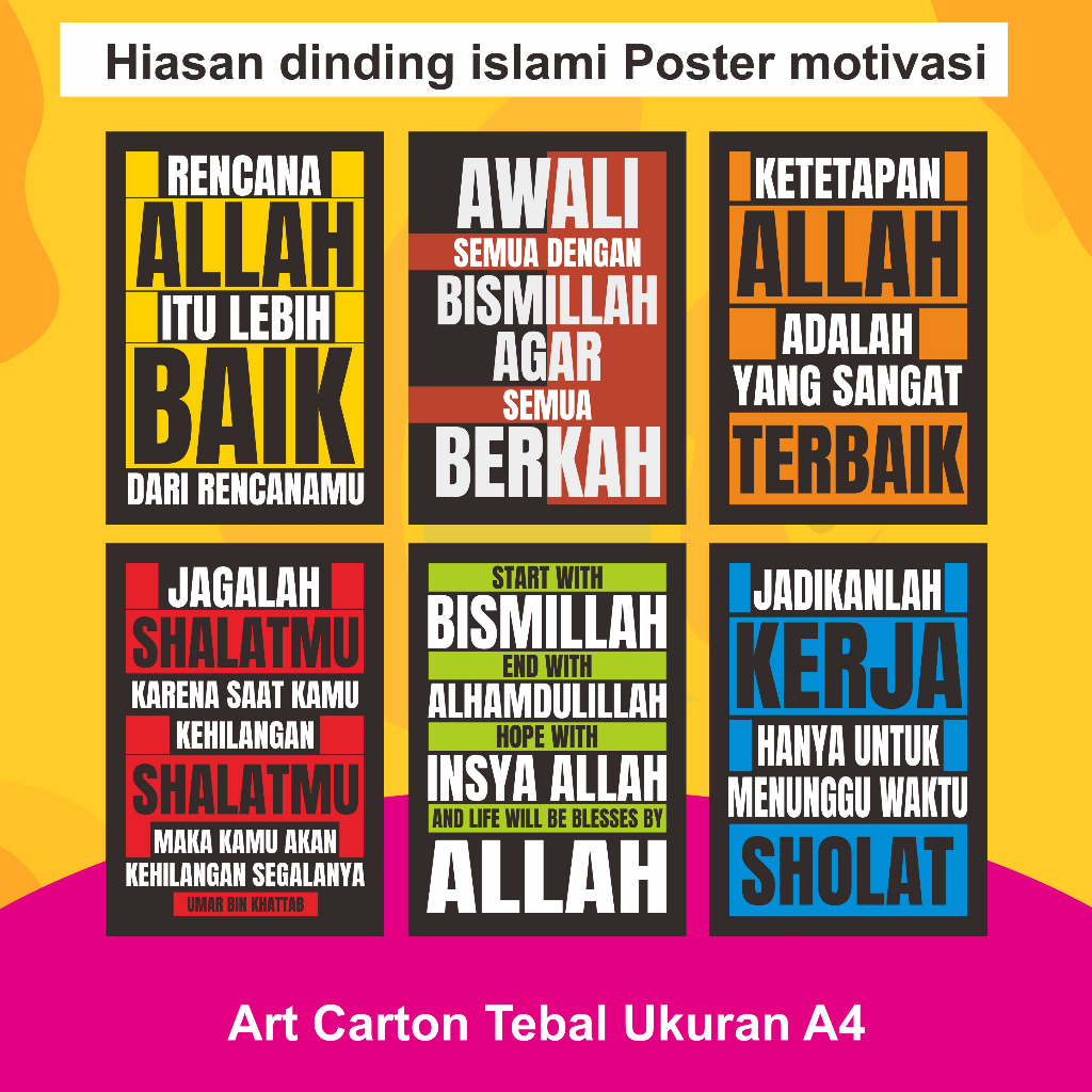 Jual Poster QUOTES ISLAMI A4 KERTAS TEBAL | Shopee Indonesia