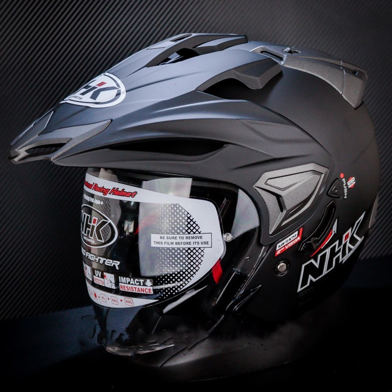 Jual Helm NHk Predator Crypton Solid Black Doff Double Visor | Shopee ...