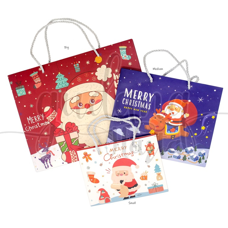 Jual Paper Bag Premium Natal Goodie Bag Merry Christmas Deer Globe GH ...
