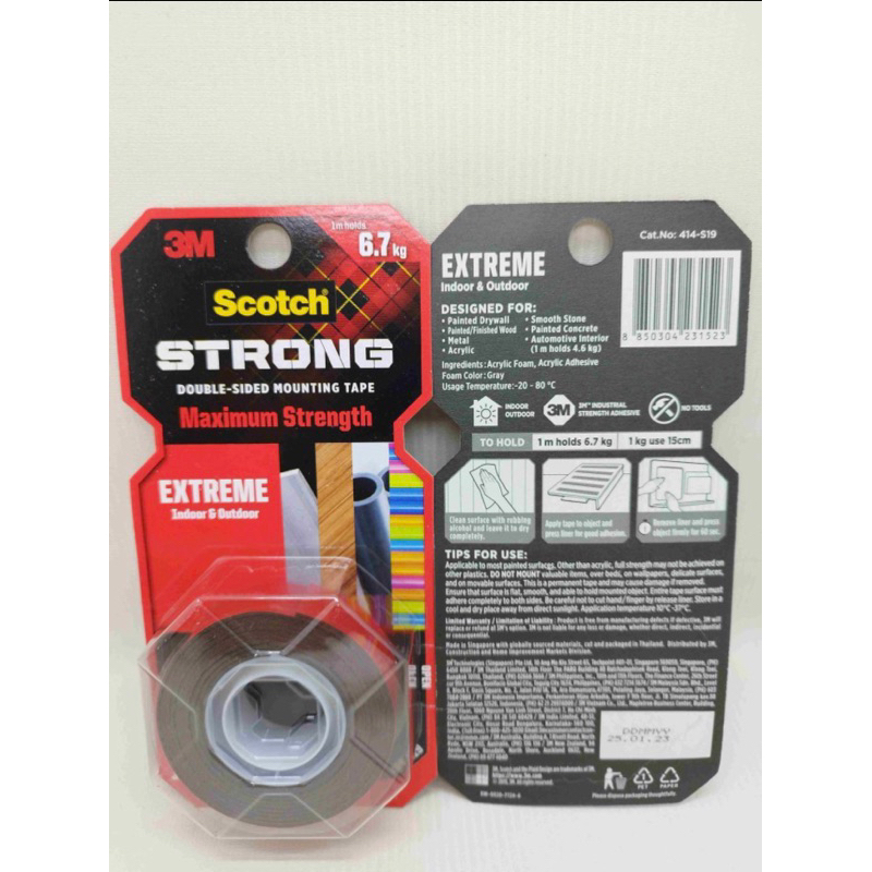 Jual 3M double tape scotch strong extreme indoor outdoor 414-s19 6,7kg Double tape 3m ...