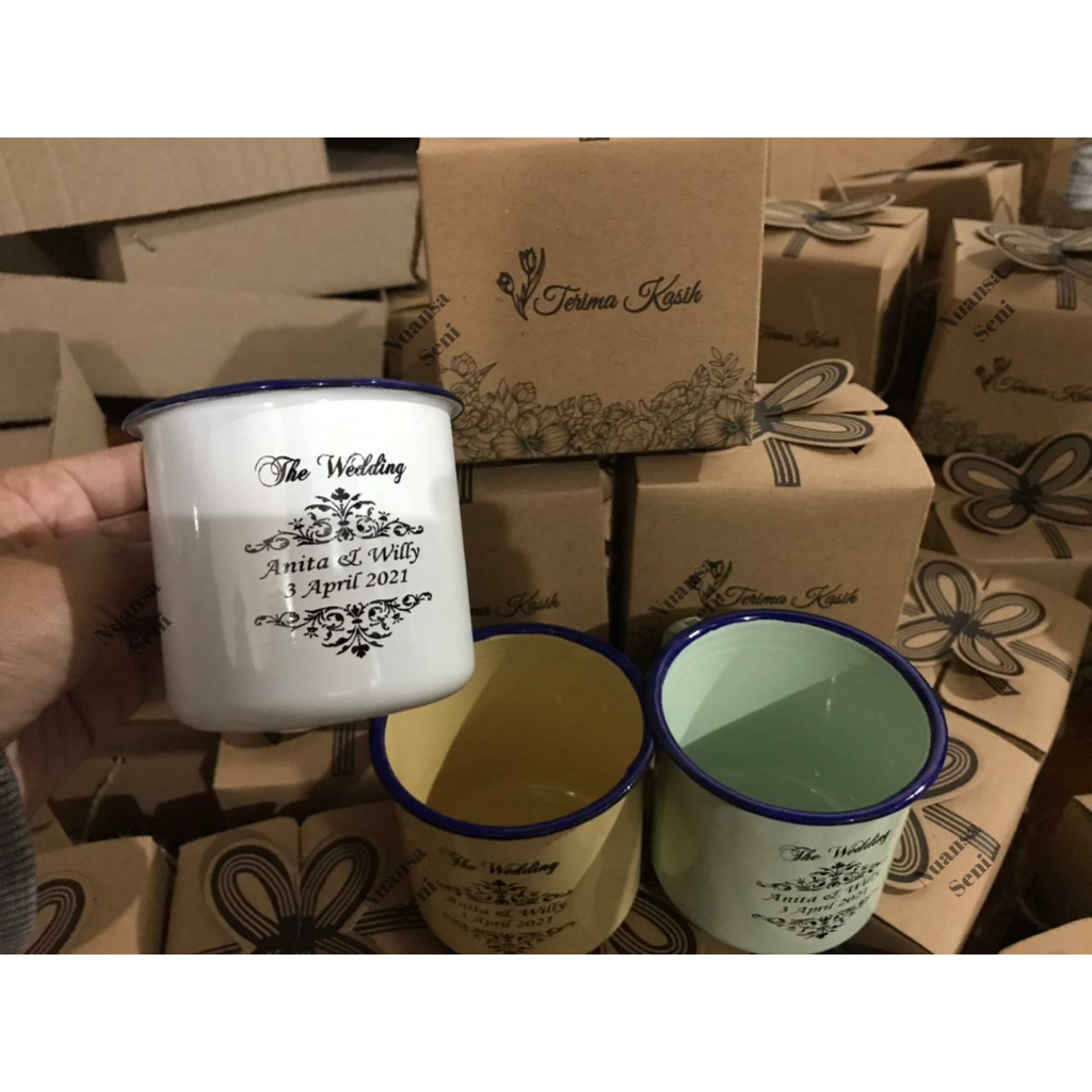 Jual Souvenir Gelas Cangkir Enamel 200ml Tumbler Mug Minum Vintage ...