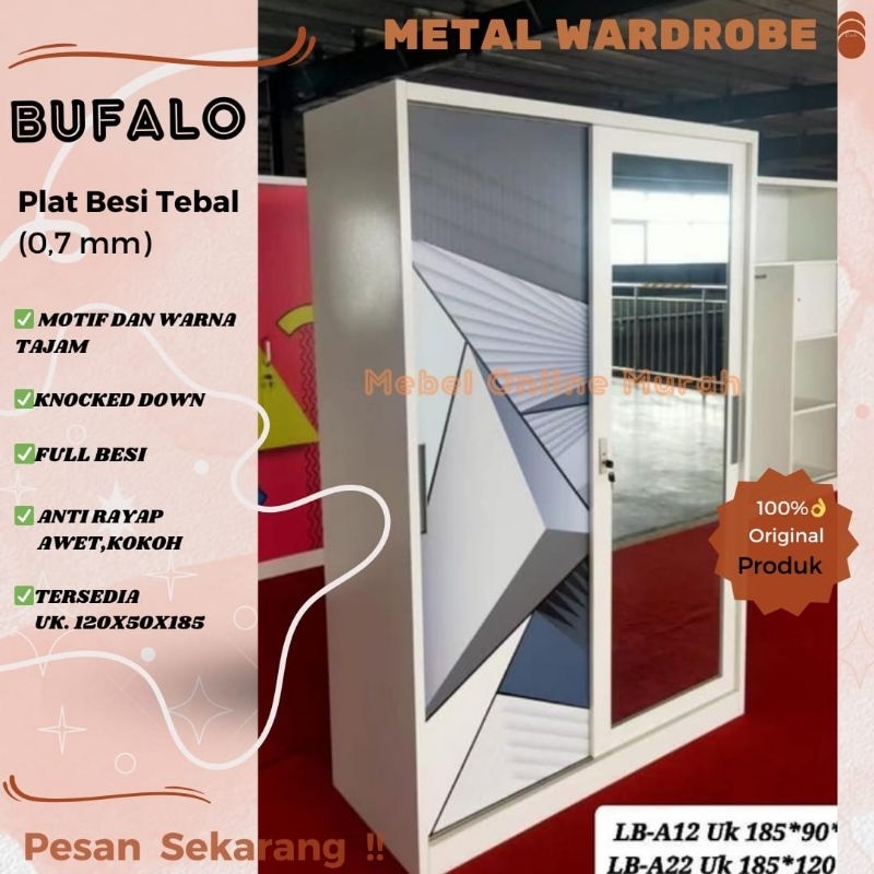 Jual LEMARI PAKAIAN SLIDING 2PINTU FULL BESI IMPORT /Lemari baju besi ...