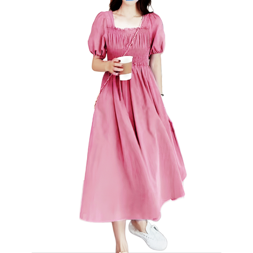 Jual Naura Korean Dress Ruffle Dress Korea | Shopee Indonesia