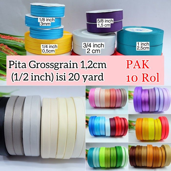 Jual Pita Grosgrain 1/2inch / 1,25cm PAK 10 Rol / Garis | Shopee Indonesia