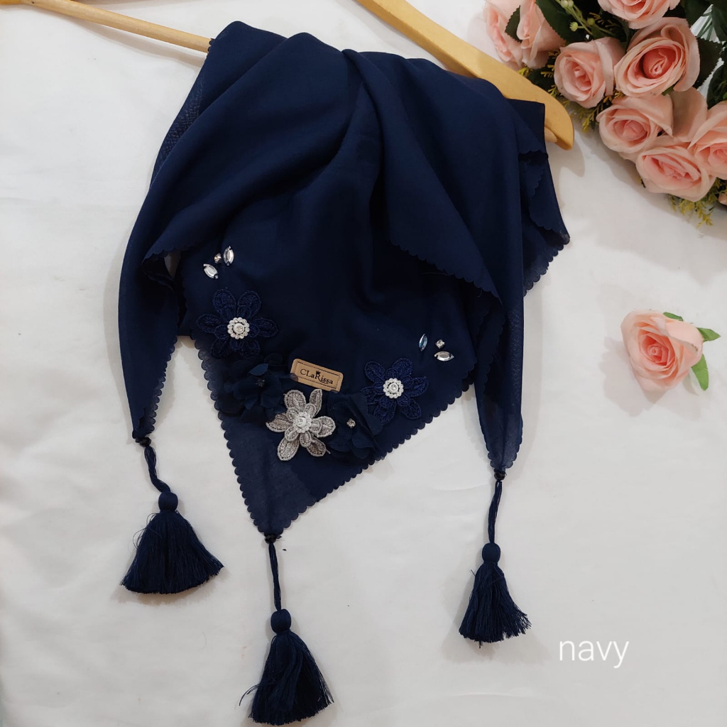 Jual Jilbab Segiempat Clarissa Payet Bunga Terbaru Bisa COD | Hijab ...