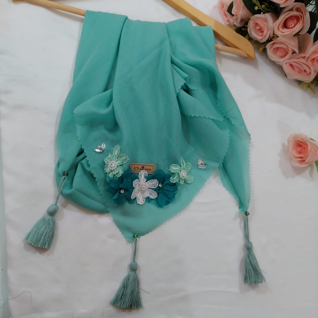 Jual Jilbab Segiempat Clarissa Payet Bunga Terbaru Bisa COD | Hijab ...