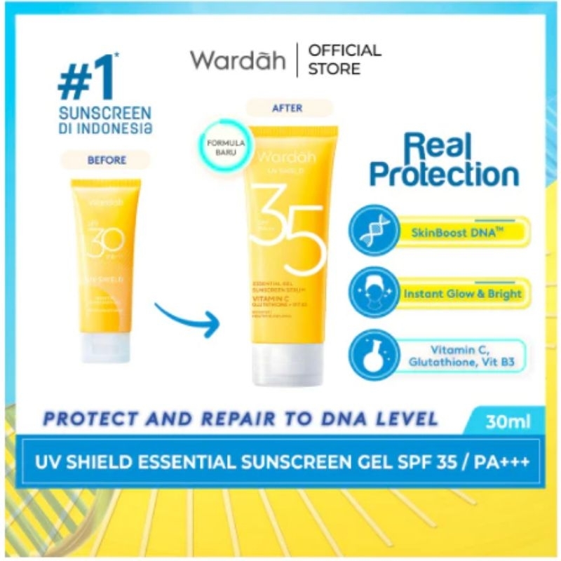 Jual Wardah UV Shield Essential Sunscreen Gel SPF 35 PA+++ | Shopee ...