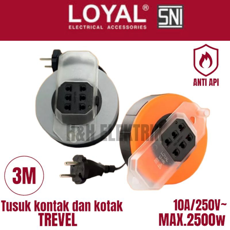 Jual ROYAL Trevel Kabel box mini 3 meter kabel roll kabel gulung 3 ...