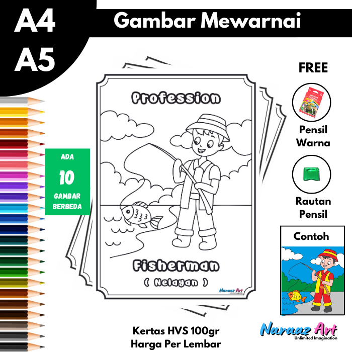 Jual PF01 Gambar Mewarnai Profesi Untuk Anak TK SD PAUD Kertas HVS ...
