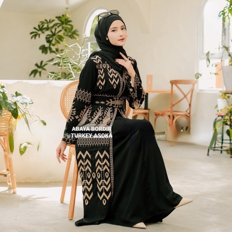 Jual Abaya Bordir Gamis Hitam Syari Dress Baju Polos Juba Turkey Bahan ...