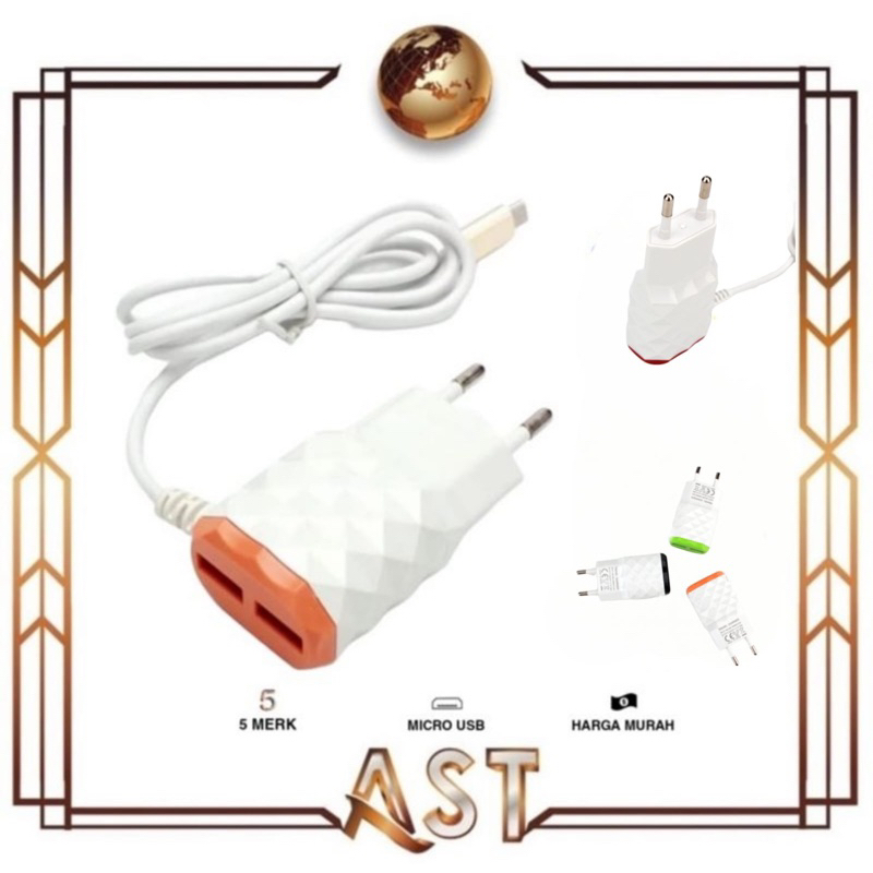 Jual Charger Diamond Branded 2 USB Cas Micro TC Merek Alltipe Murah ...
