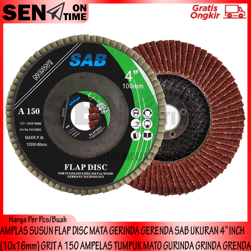 Jual AMPLAS SUSUN FLAP DISC SAB GRIT A 150 MATA GERINDA GERENDA UKURAN ...
