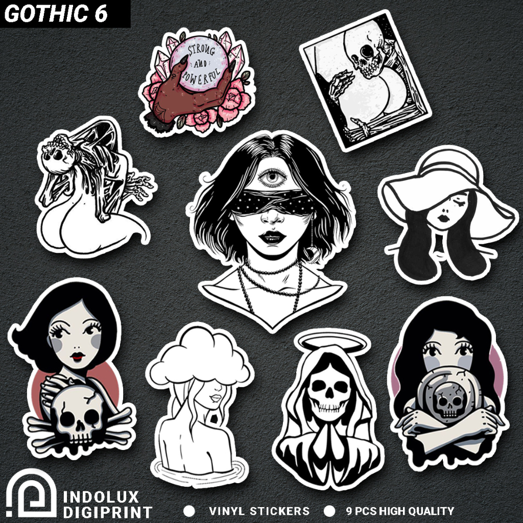 Jual Sticker Pack Graffiti Gothic Black Aesthetic Horror Hitam Putih ...