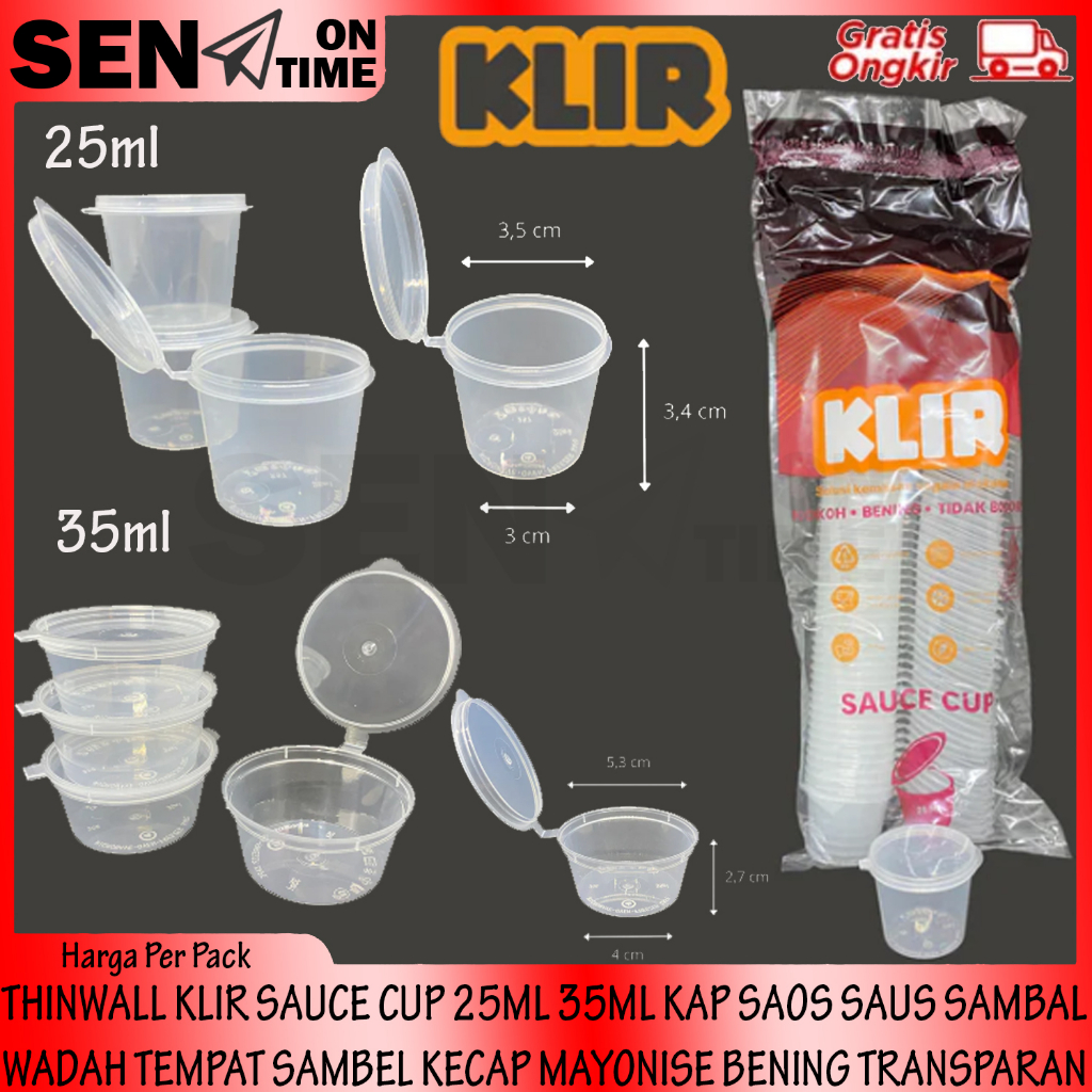 Jual THINWAL KLIR SAUCE CUP 25ML 35ML WADAH TEMPAT SAMBEL KECAP KAP ...