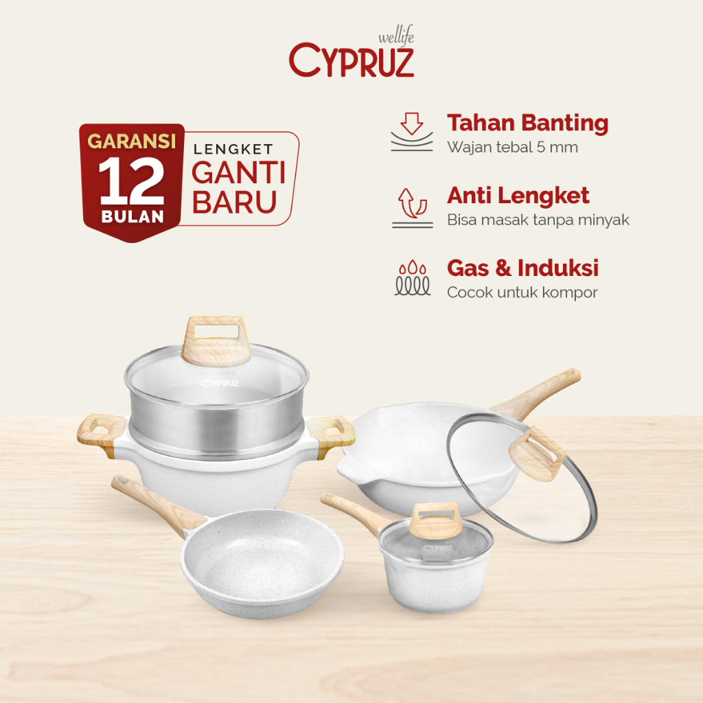 Jual Cypruz Cookware Set Granite Diecast Panci Premium Anti Lengket 8 ...