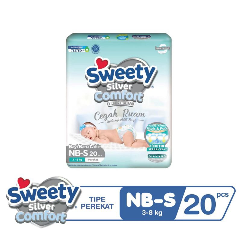 Jual Sweety Silver Comfort NB-S 20 / Popok Bayi Tipe Perekat / Diapers ...