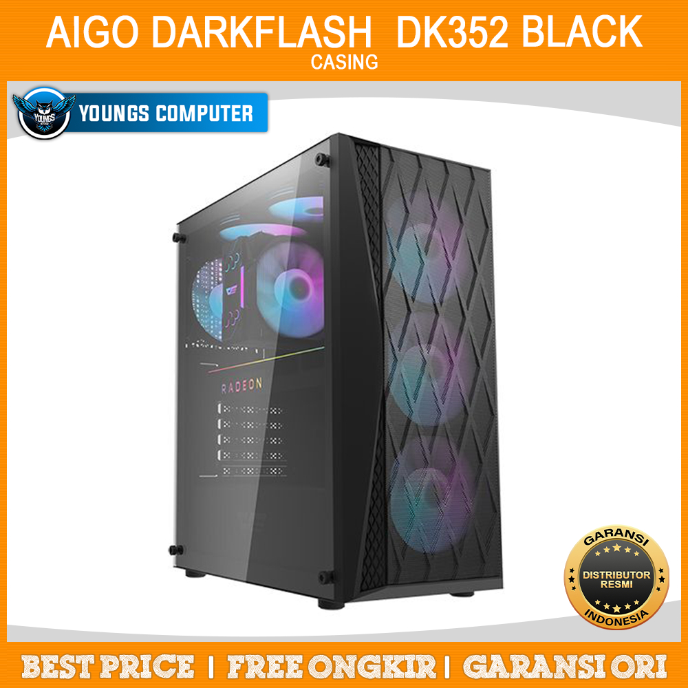 Jual Case AIGO DarkFlash DK352 Black + 4 Fan aRGB | ATX / m-ATX Casing ...