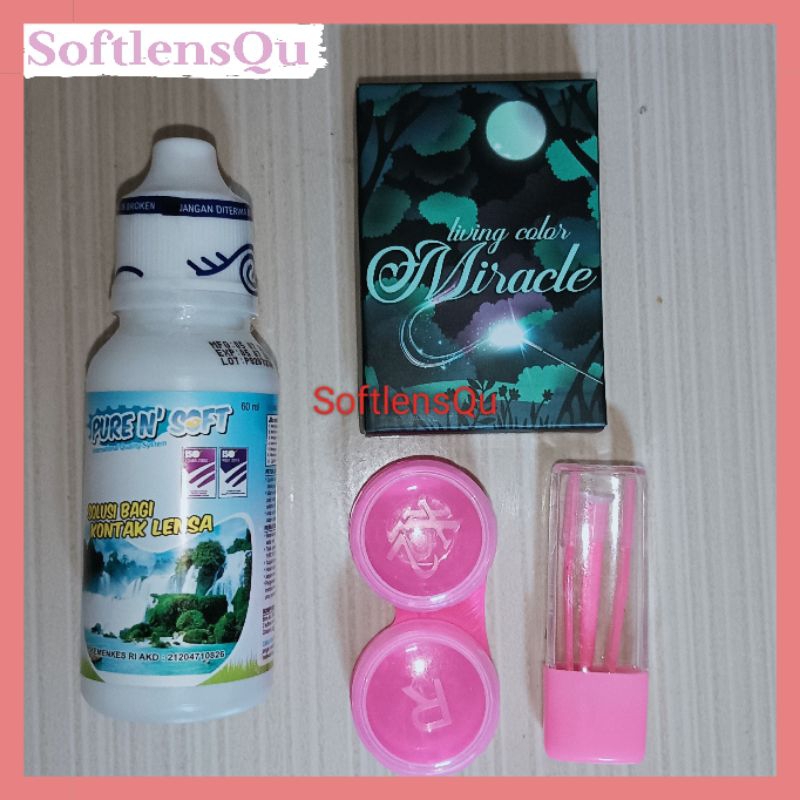 Jual Paket Softlens Miracle Normal dan Minus Dia 14,2mm + Air Softlens ...