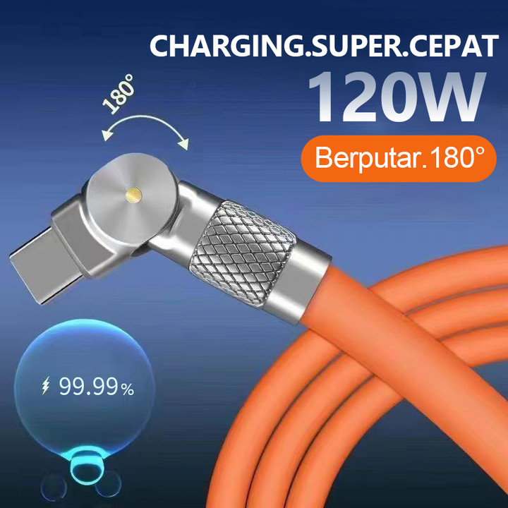 Jual Kabel Data Cooper Fast Charging 120W QC 6A Desain Putar 180° Kabel Data Silikon Type C Type ...