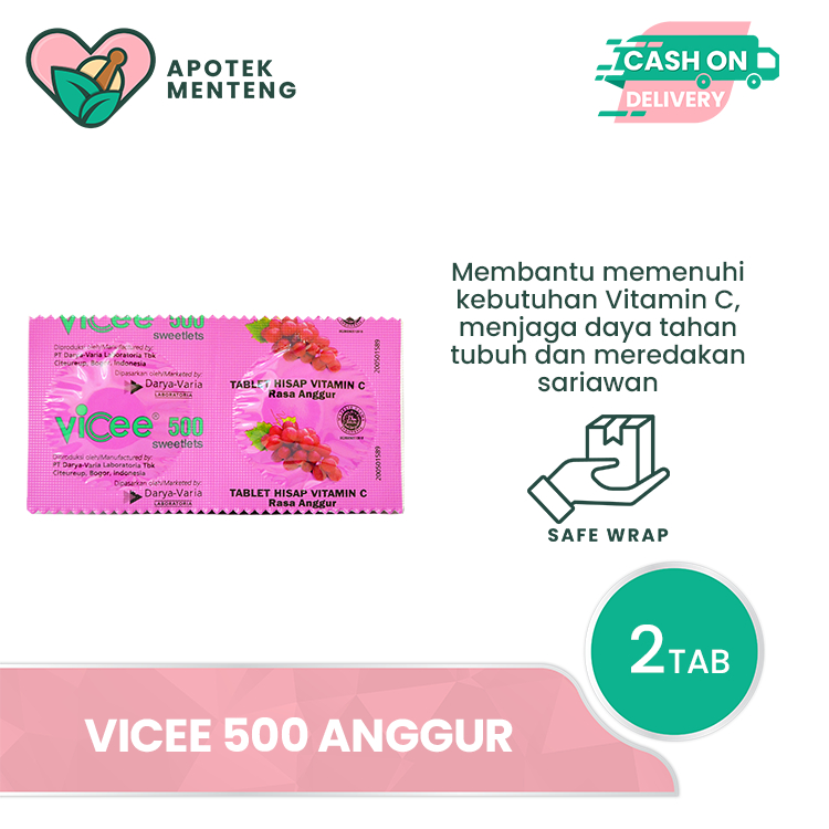 Jual Vicee 500 Mg Anggur 2 Tablet - Tablet Hisap Vitamin C 500 Mg ...