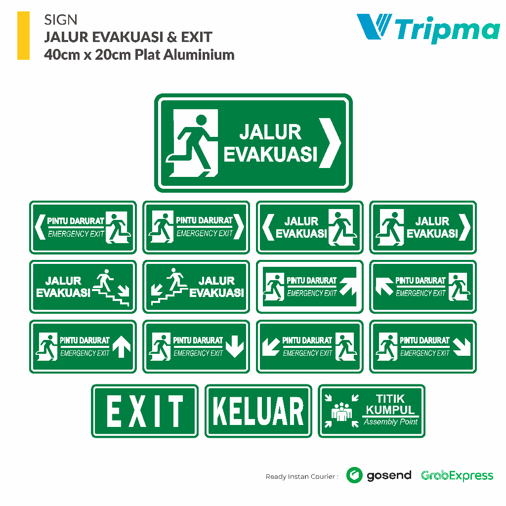Jual Rambu Jalur Evakuasi - Kotak 20cm x 40cm Plat Alumunium | Shopee ...