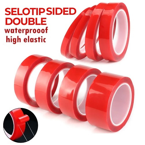 Jual Lakban Bening Merah Lem Isolasi Double Tape 3M Sticker Acrylic ...