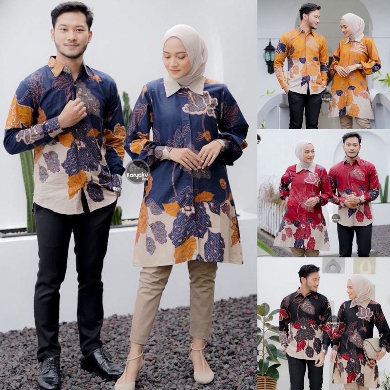 Jual Tunik Batik Keluarga Kemeja Batik Couple Bahan Kain Katun Halus Tebal - Motif Mawar ...