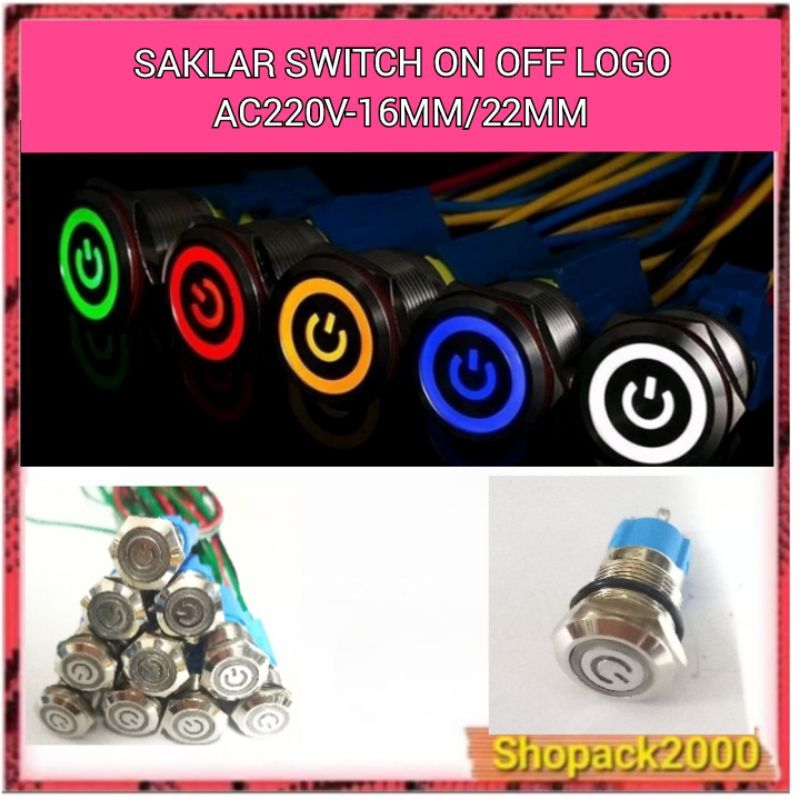 Jual Saklar Switch On/Off Logo LED Stainless Push Button Switch ...