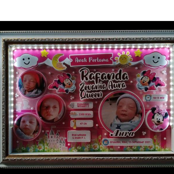 Jual Biodata Baby 3D 15R | Bingkai Nama Bayi | Papan Nama Anak | Pigura ...